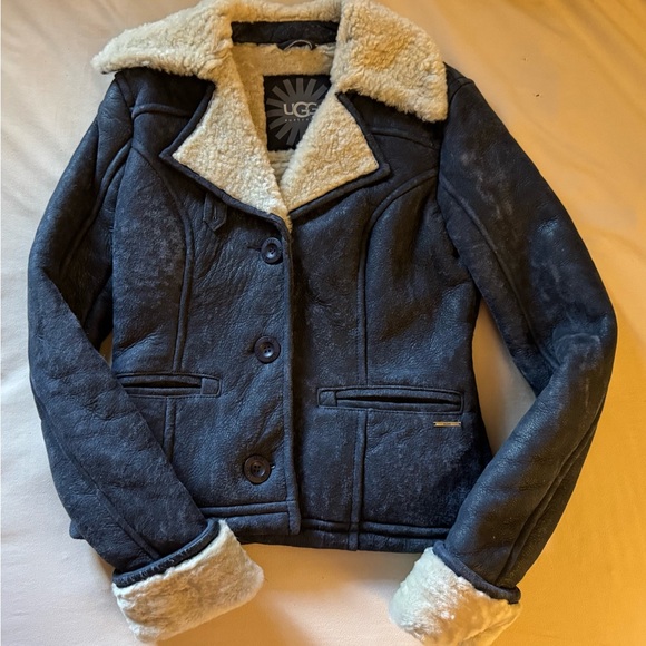 UGG | Jackets & Coats | Ugg Womens Blue Shearling Jacket | Poshmark
